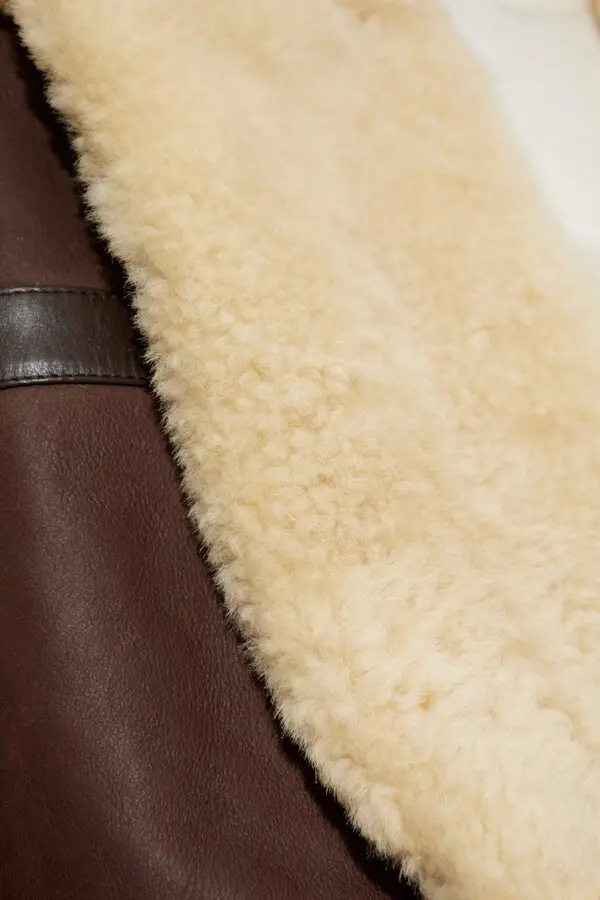 Bottega Veneta Shearling Trim Leather Vest - Nude