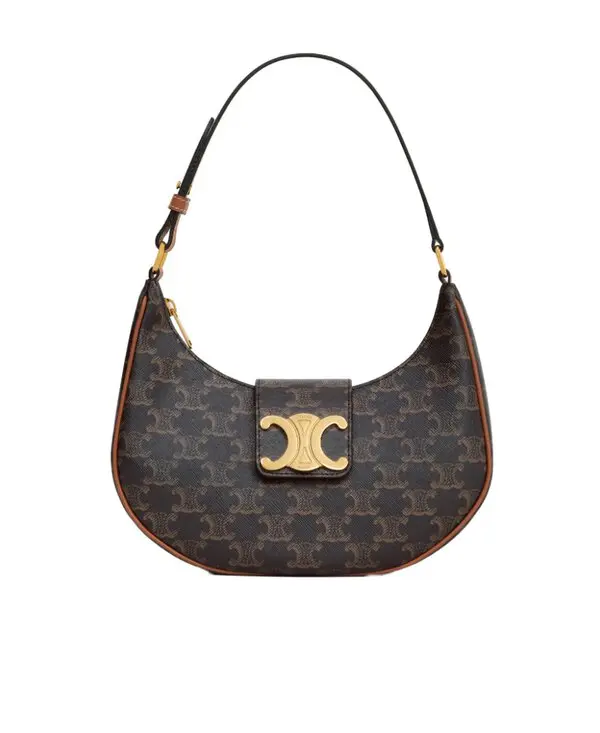 Celine Medium Ava Triomphe Bag In Triomphe Canvas And Calfskin - Tan