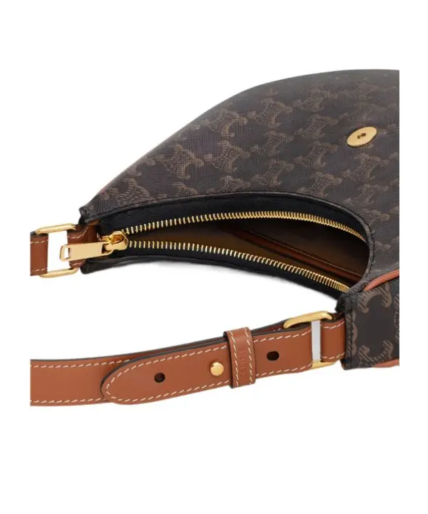 Celine Medium Ava Triomphe Bag In Triomphe Canvas And Calfskin - Tan