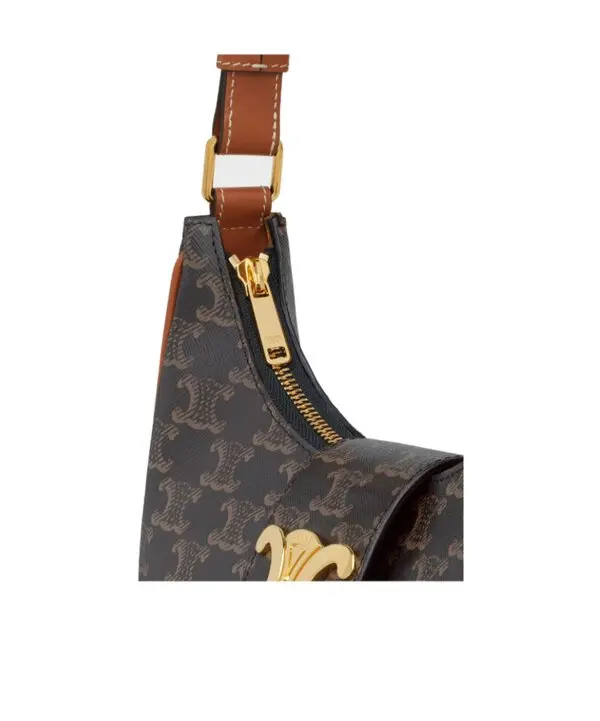 Celine Medium Ava Triomphe Bag In Triomphe Canvas And Calfskin - Tan