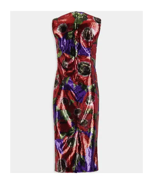 Dolce & Gabbana Sleeveless Sequined Floral Print Dress