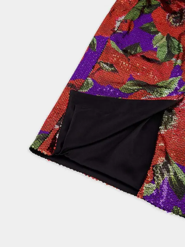 Dolce & Gabbana Sleeveless Sequined Floral Print Dress