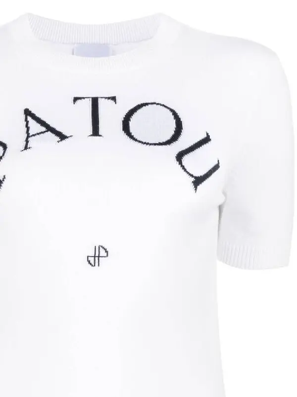 PATOU Logo Intarsia Short-sleeve Knit Top