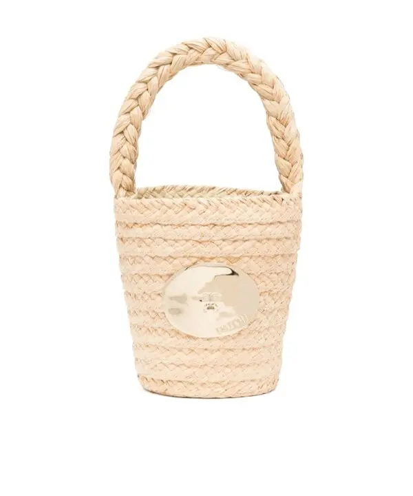 PATOU Iconic Logo-engraved Woven Bucket Bag - Nude