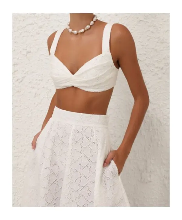 Zimmermann Embroidered Tie-front Top