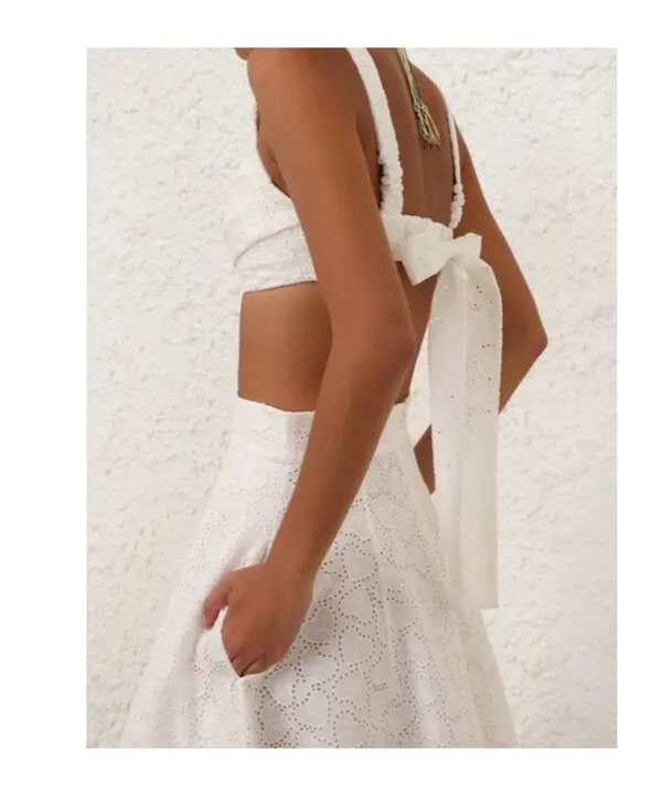Zimmermann Embroidered Tie-front Top