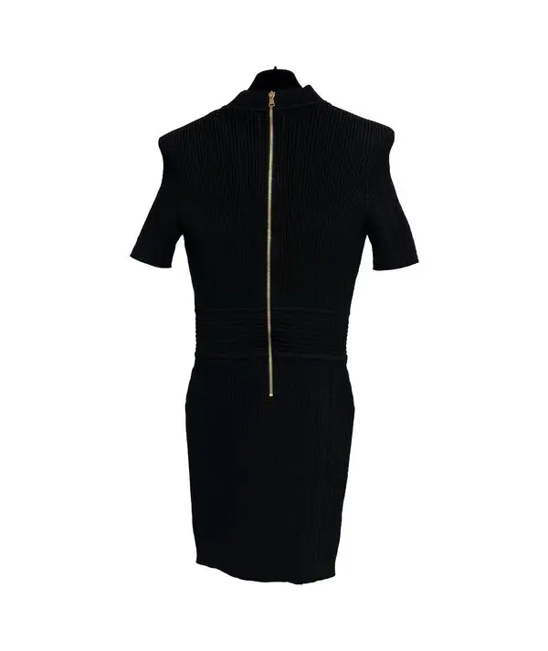 Balmain V-neck Woven Mesh Mini Dress