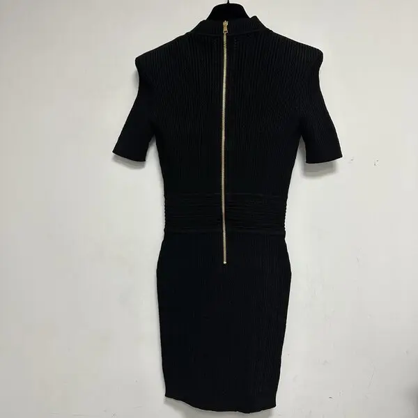 Balmain V-neck Woven Mesh Mini Dress
