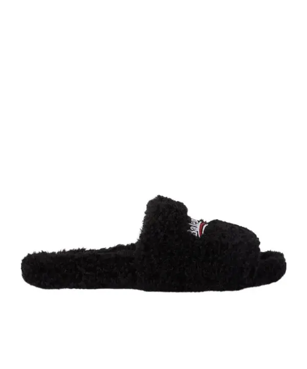 Balenciaga Embroidered Furry Slide Sandals