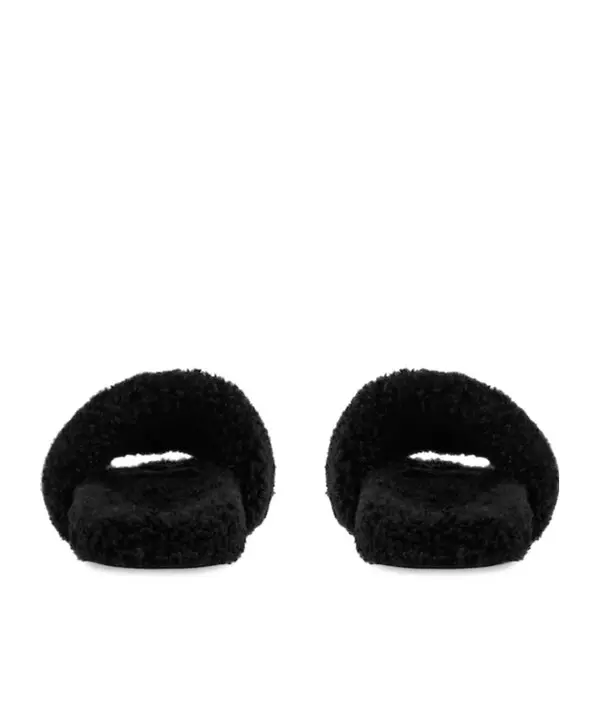 Balenciaga Embroidered Furry Slide Sandals