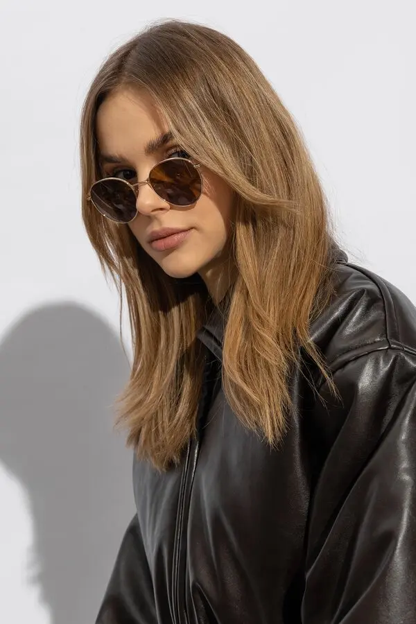 TOTEME Logo-engraved Round-frame Sunglasses - Yellow