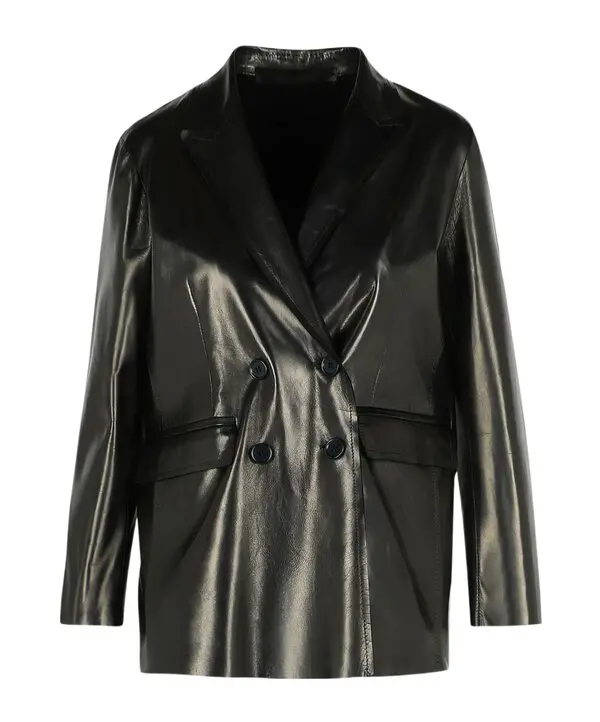SALVATORE SANTORO Double Breasted Leather Blazer