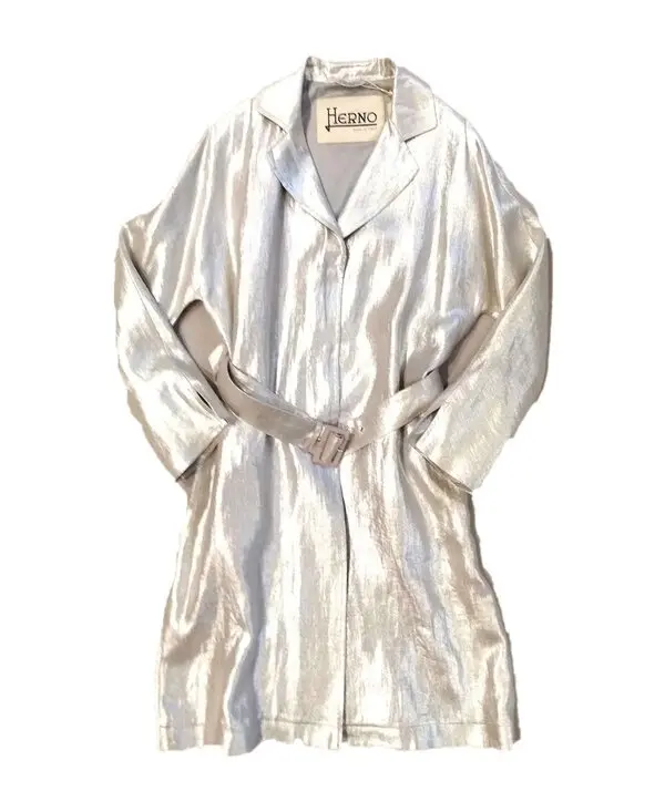 Herno Logo Coat With Belt - White