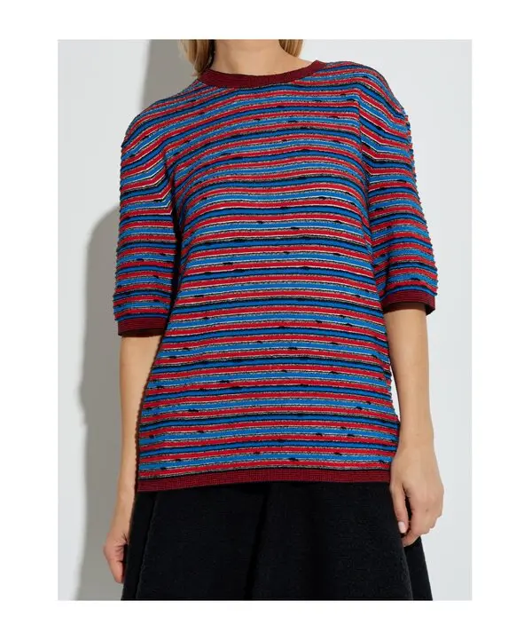 Bottega Veneta Striped Pattern Crewneck T-shirt