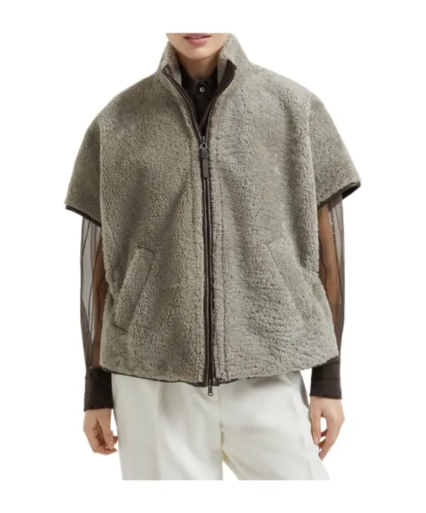 Brunello Cucinelli Monili Chain-detail Shearling Jacket