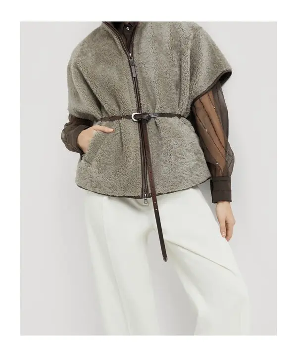 Brunello Cucinelli Monili Chain-detail Shearling Jacket