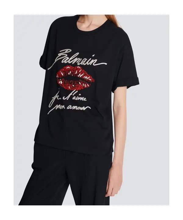 Balmain Logo Embellished Crewneck T-shirt