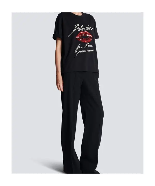 Balmain Logo Embellished Crewneck T-shirt