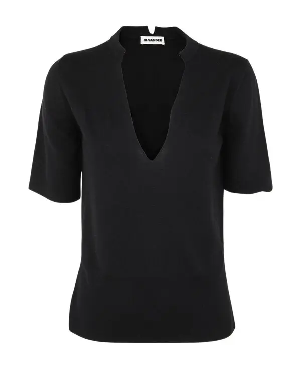 JIL SANDER V-neck Short Sleeve Knit Top