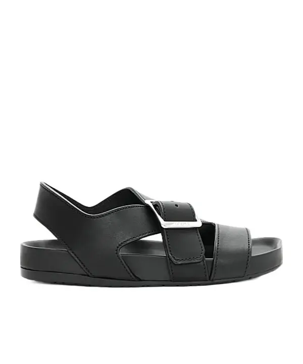 Loewe Ease Buckle Sandal In Vegetal Calfskin - Black