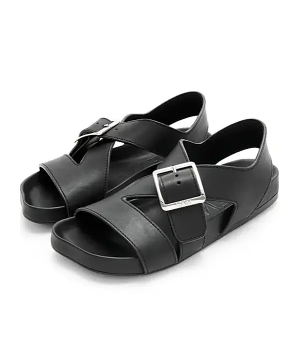 Loewe Ease Buckle Sandal In Vegetal Calfskin - Black