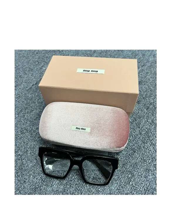 Miu Miu Square Frame Glasses With Gold Tone Logo Embellishment