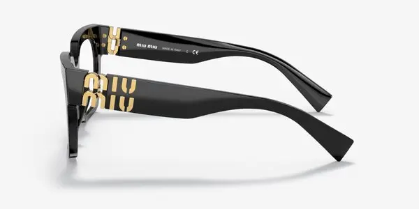 Miu Miu Square Frame Glasses With Gold Tone Logo Embellishment