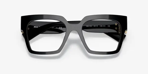 Miu Miu Square Frame Glasses With Gold Tone Logo Embellishment