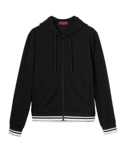 Gucci Technical Jersey Hooded Zip Jacket With Embossed Logo
