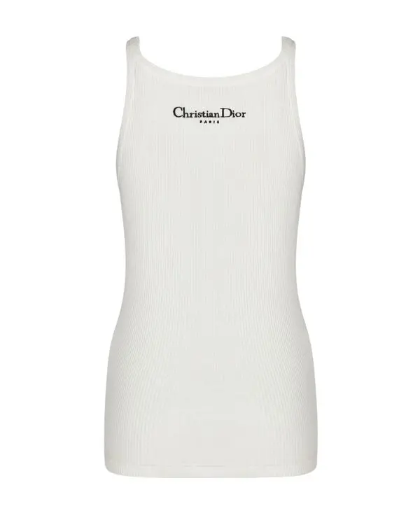 Dior Ribbed Cotton Singlet With Bee Embroidery - No
