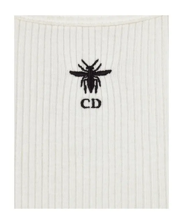 Dior Ribbed Cotton Singlet With Bee Embroidery