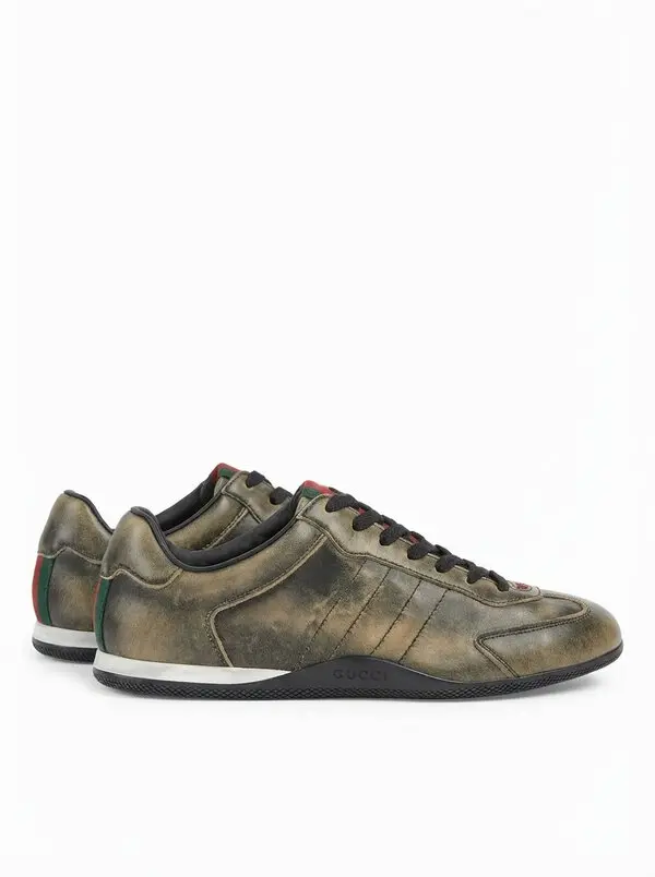 Gucci Leather Washed-effect Sneakers