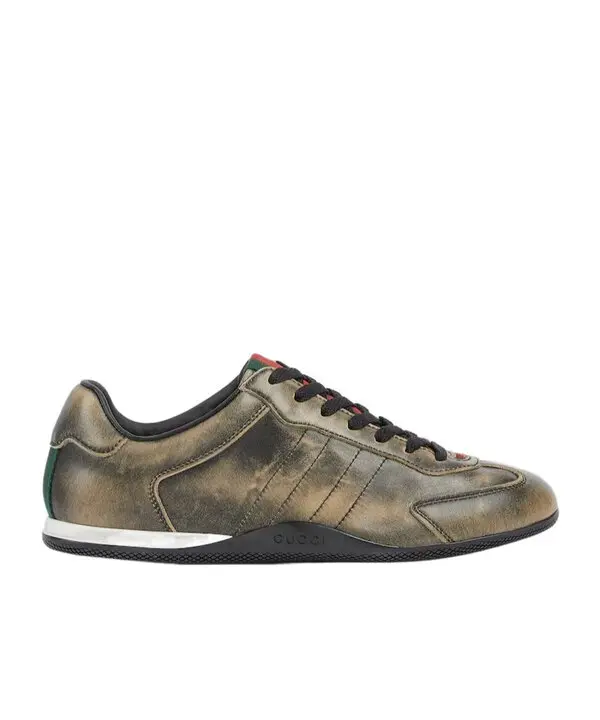 Gucci Leather Washed-effect Sneakers