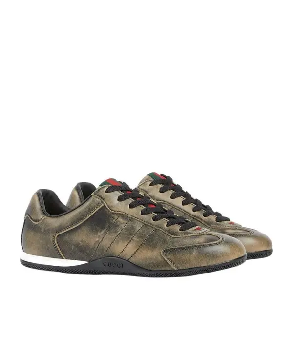 Gucci Leather Washed-effect Sneakers