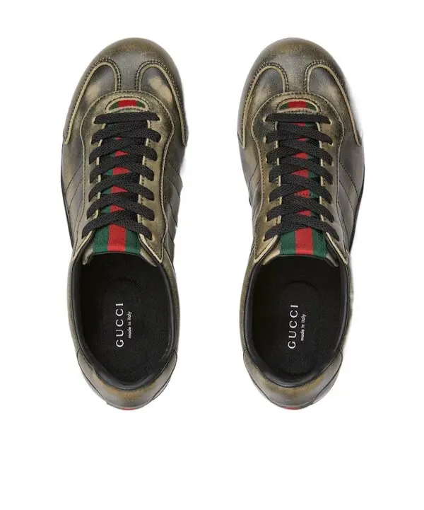 Gucci Leather Washed-effect Sneakers