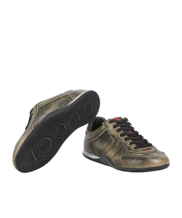 Gucci Leather Washed-effect Sneakers