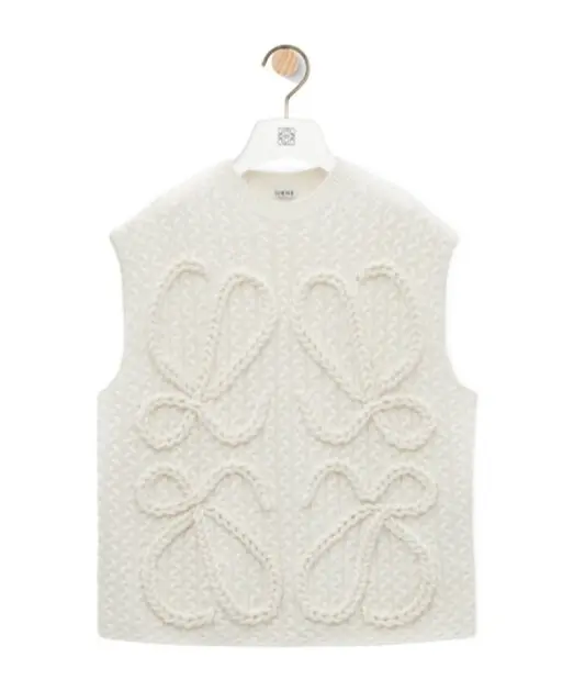 Loewe Monogram Embroidered Knitted Vest - White