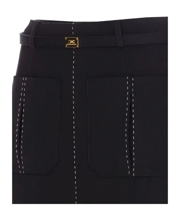 Elisabetta Franchi Contrast Topstitched Pencil Skirt