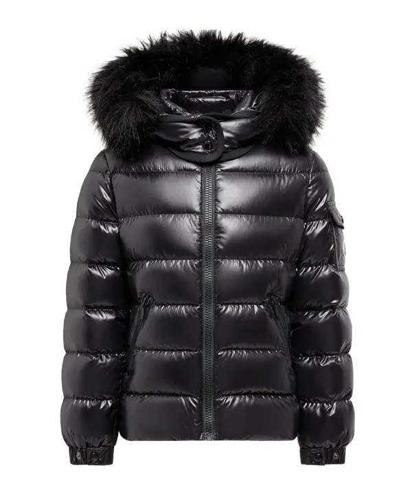 Moncler Hooded Down Jacket With Faux Fur Trim
