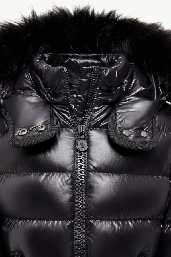 Moncler Hooded Down Jacket With Faux Fur Trim