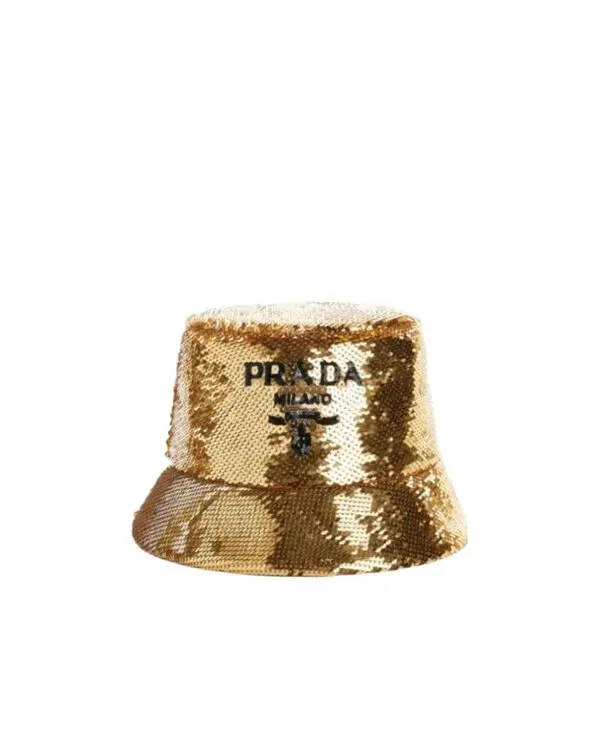 Prada Sequined Bucket Hat - Brown