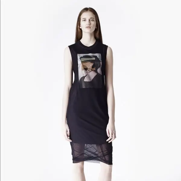 Alexander McQueen Portrait Print Sleeveless Midi Dress