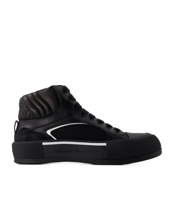 Alexander McQueen Seal-embroidered High-top Sneakers - Black