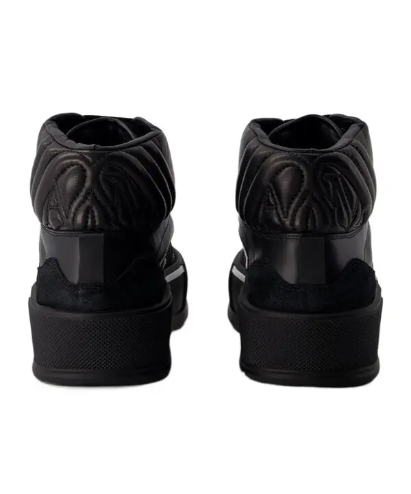 Alexander McQueen Seal-embroidered High-top Sneakers - Black