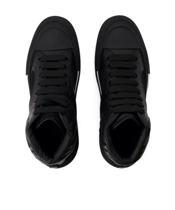 Alexander McQueen Seal-embroidered High-top Sneakers - Black