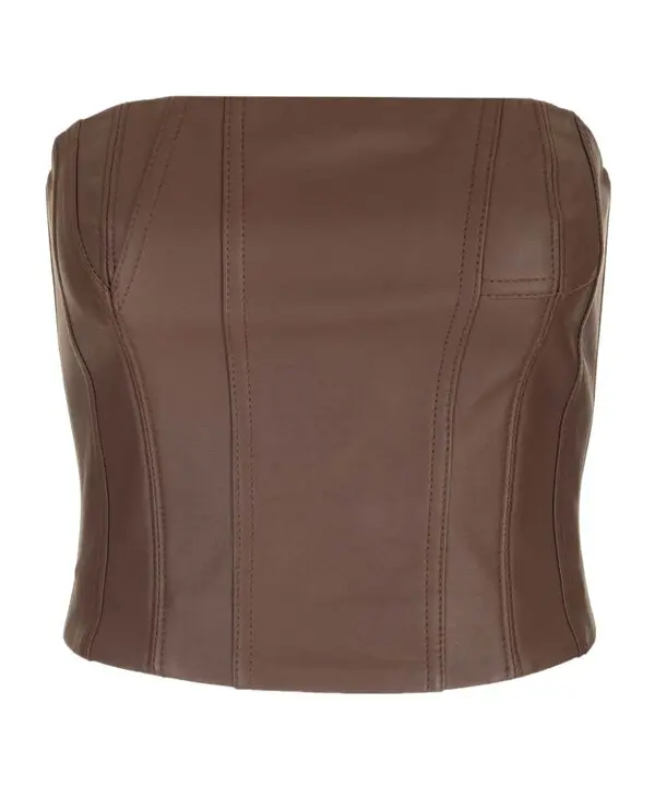 Amiri Rib Pleated Tube Top - Brown