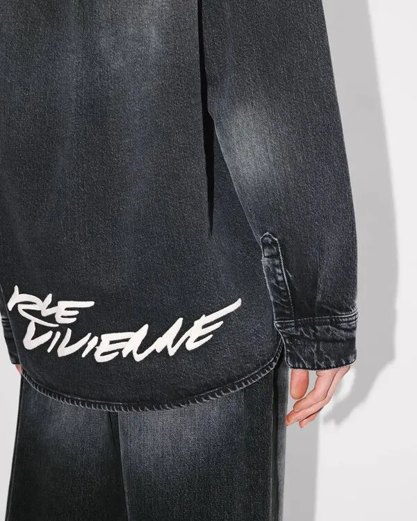 Kenzo Embroidered Logo Denim Shirt