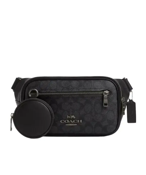 COACH Logo Wallet - Iconic Canvas/bronze/charcoal Gray/black