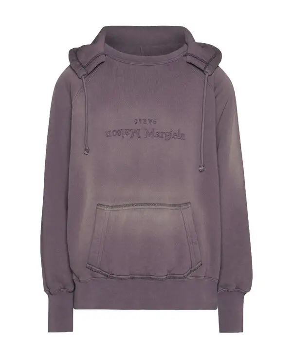 MAISON MARGIELA Logo Detailed Drawstring Hoodie - Purple