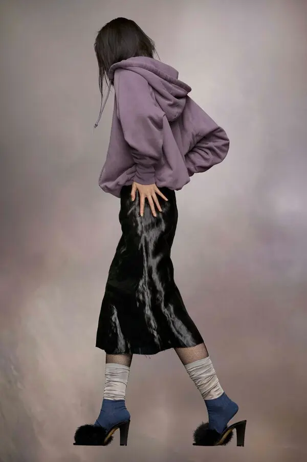 MAISON MARGIELA Logo Detailed Drawstring Hoodie - Purple